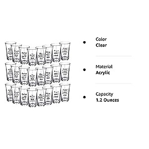 24 Packs Acrylic Clear Party Shot Glasses Set 1.2 Ounce Heavy Base Shot Glasses Funny Friends Shot Glasses for Adult Small Glass Shot Cups, 8 Styles