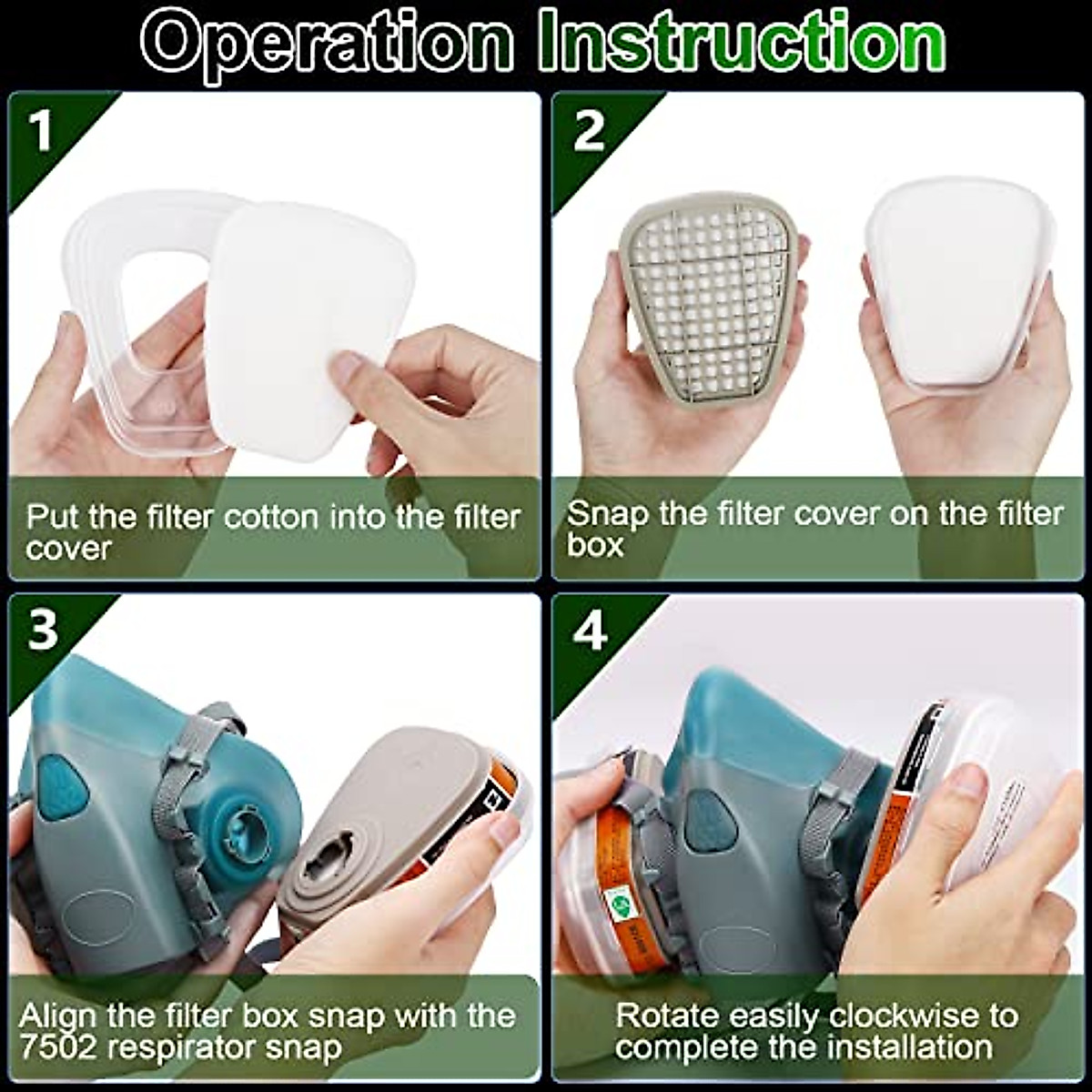 DADUMK Reusable Spray Paint Respirator, Welding Fume Half Face Cover Set for Paint, Dust, Chemical, Epoxy Paint, Woodworking and Organic Vapor Gas