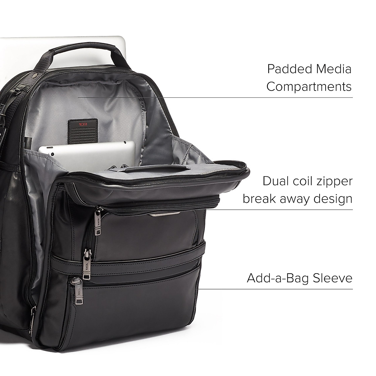 TUMI - Alpha 3 Leather Brief Pack - 15 Inch Computer Backpack for Men and Women - Black