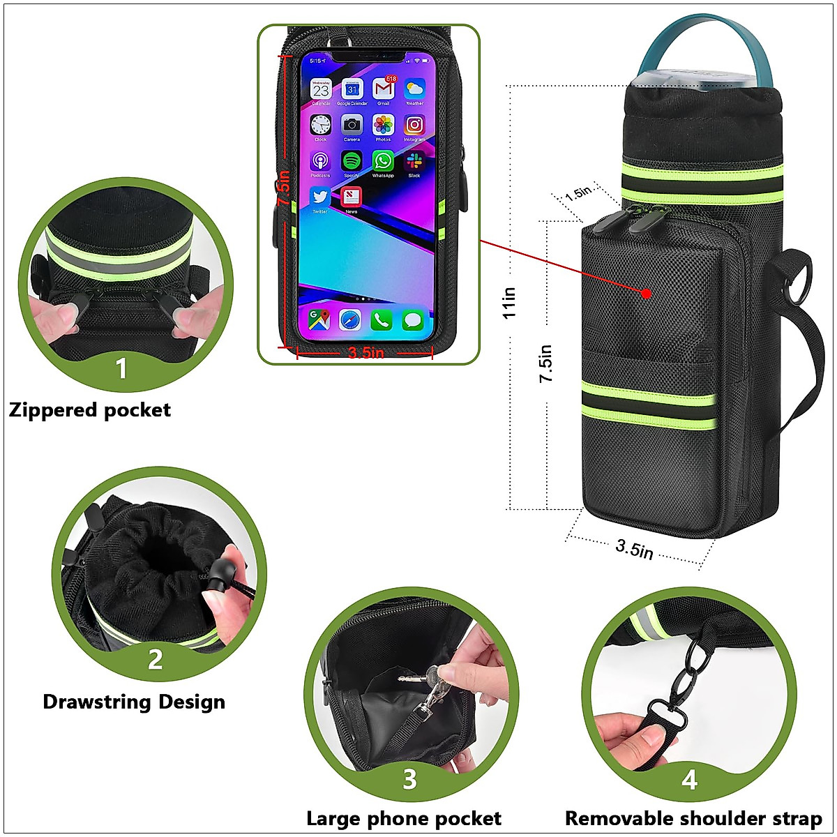 Portable Blender Storage Bag with Adjustable Strap for Ninja Cordless Hand Blender, Mini Blender Protective Pouch Holder-Case Only