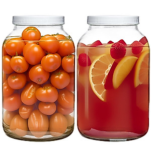 Galssmagic 1 Gallon Glass Jar with Lids,2 Pack Super Wide Mouth Mason Jars 128 oz,Glass Large Mason Jars for Food Storage Container