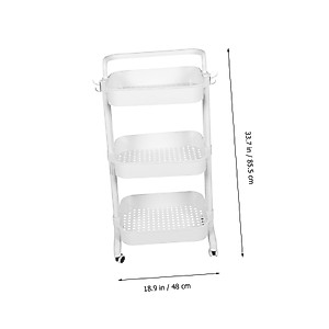 Cabilock 1pc Trolley Rack Rolling Cart Trolley Organizer Trolley Cart with Handle Mental Utility Cart 4 Shelf Tray Cart Home Organizer Household Trolley White Storage Abs Wheel