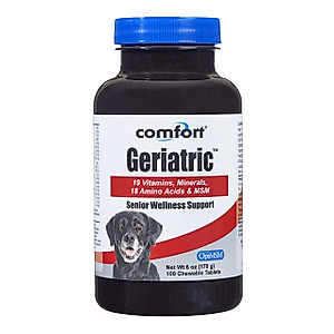 COMFORT Geriatric Supplement for Dogs, 100 Count, Contains MSM, Superoxide Dismutase, Ester-C, 19 Vitamins and Minerals & 18 Amino Acids, Made in The USA