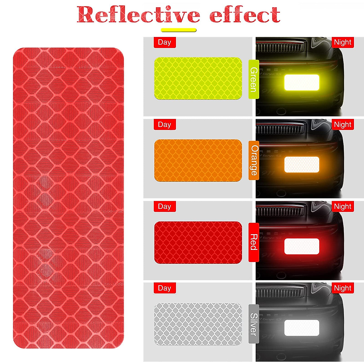 Pimoys 120 Pcs Reflective Tape, Reflective Stickers Reflector Tape Night Visibility Trailer Reflective Tape for Bikes Clothing Helmet (1.2×3.2 Inch, 2×2Inch)