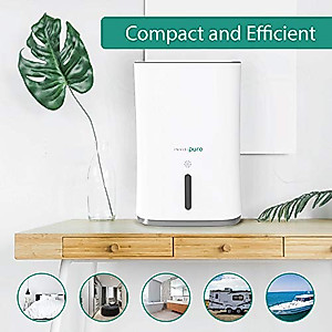 InvisiPure Hydrowave Dehumidifier - Small Compact Portable Dehumidifier for Home, RV, Bathroom, Closet, Bedroom, Small Room, Basement, Boat, Mold - Continuous Drain Hose Ready - Quiet Electric Peltier