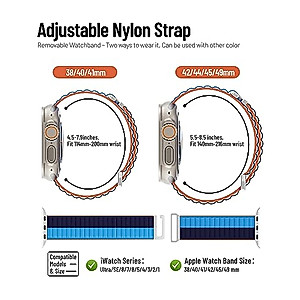 Nhoebwe Upgrade Alpine Loop Nylon Band Compatible with Apple Watch Band 49mm 45mm 44mm 42mm 41mm 40mm 38mm Men Women, Detachable Adjustable Metal C-Hook Strap for iWatch Series