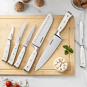 GOODA Knife Set with Block,11 Pieces High Carbon Stainless Steel Kitchen Knife set with Wooden Block,Dishwasher Safe Cooking Knives with Sharp Blade Forged Triple Rivet Ergonomic Handle