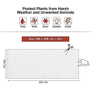 NovDeco Plant Covers Freeze Protection with 12 Set Garden Hoops & 10 x 30 Ft Frost Cloth & 36 Clips for Winter Frost Protection, Raised Bed, Garden Stakes, Greenhouse