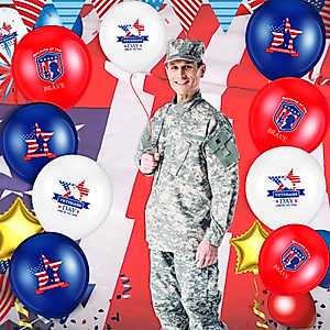 60 Pieces Veterans Balloons White Red and Blue Balloon Latex Happy Day Printed American Flag Thank You Party Supplies Favor for Memorial USA Patriotic Party, Blue,white,red