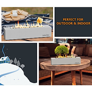 Onlyfire Tabletop Fire Pit with Extinguisher & Wool Wick, 18” Smokeless Portable Fireplace Clean Burning, Concrete Fireplace for Indoor & Outdoor, S’More Maker, Home Decor Gift, Rectangular, White