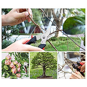 Housolution Pruning Shears Father's Day Gifts, Premium Heavy Duty Stainless Steel Ultra Sharp Multi-purpose Hand Pruning Scissors Snip Leaf Trimmer Branch Clippers with Handle for Garden, Black & Red
