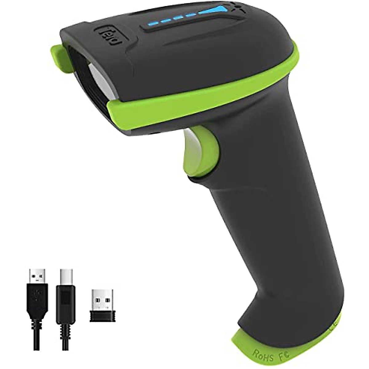 Tera Barcode Scanner Wireless Versatile 2-in-1 (2.4Ghz Wireless+USB 2.0 Wired) with Battery Level Indicator 328 Feet Transmission Distance Rechargeable 1D Laser Bar Code Reader USB Handheld (Green)