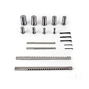 18 Pcs Hss Keyway Broach Sets in Fitted Box,Keyway Broach Kit 4 Broaches＆9 Collared Bushings＆5 Shims,High Speed Steel Material Metalworking Industrial Tools for Lathe