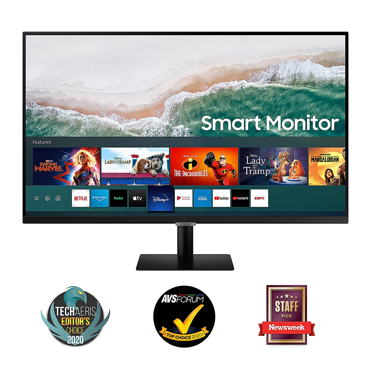 SAMSUNG 32" M7 Smart Monitor&Streaming TV, 4K UHD, Adaptive Picture, Ultrawide Gaming View, Watch Netflix, HBO, PrimeVideo, AppleAirplay, Alexa,BuiltIn Speakers, Remote,HDMI,USB-C,LS32AM702UNXZA,Black