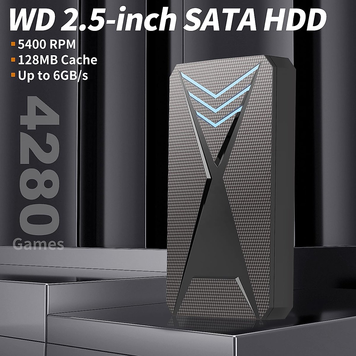 Retro Game Console 2TB HDD, Store 4280 Video Games, 18 Emulator Console Compatible with PS2/3/4, Launchbox Hard Drive Plug and Play for Win 8.1/10/1, USB 3.0 Fast Transfer