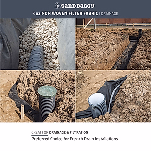 Sandbaggy Non Woven 4 oz Geotextile Landscape Fabric | Made in USA | 50 YEAR Fabric | Industrial Grade Fabric | French Drains | 100 Lbs of Tensile Strength | UV Protected | Approved by DOT (4 ft x 100 ft Roll)