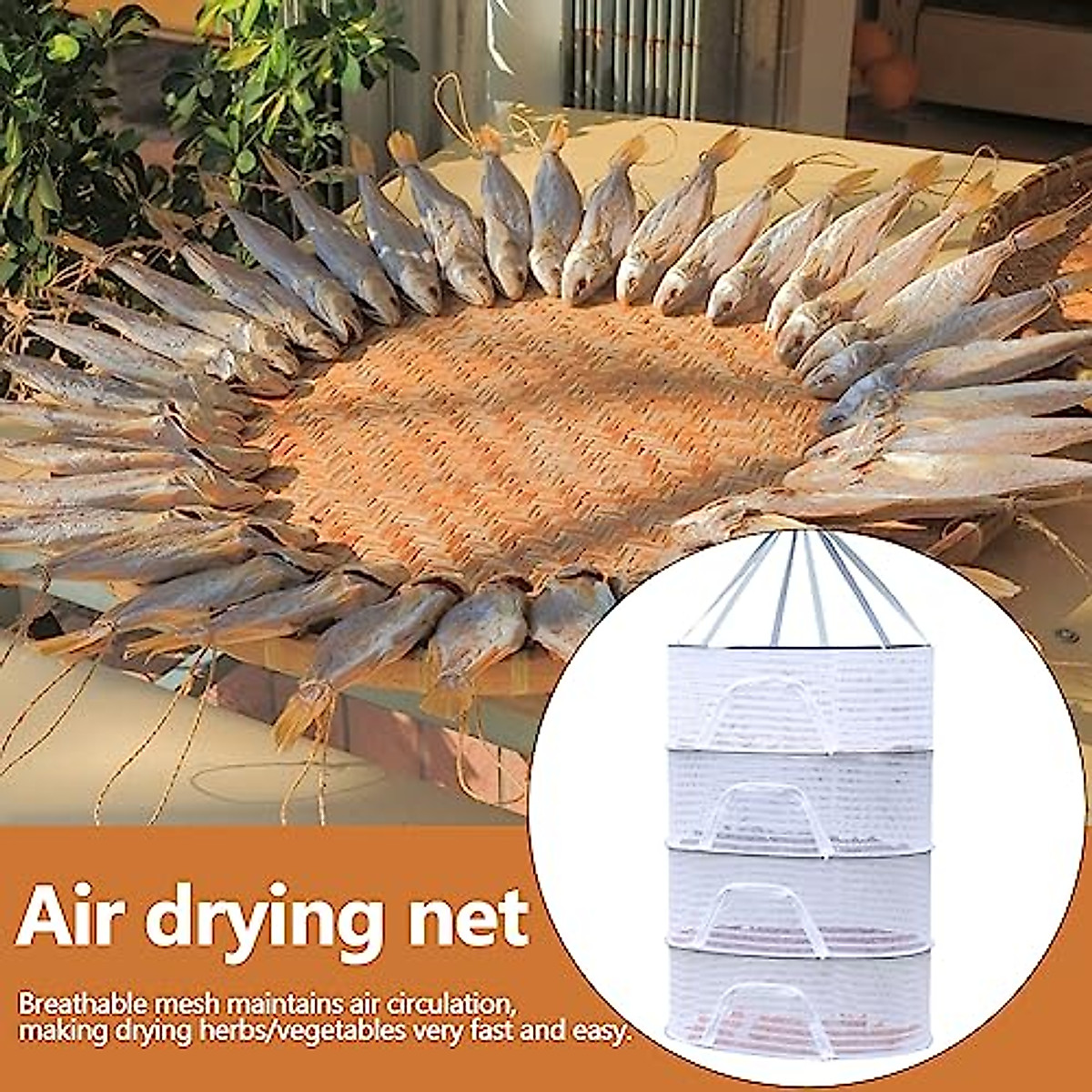 Akloker 4 Layer Mesh Drying Net with Zips Bra Drying Clothes Net Removable Folding Anti-Fly Windproof Hook Fine-Grained Grid for Flowers Buds Plants Organizer Drying for Fish/Vegetables/Fruit/Herbs