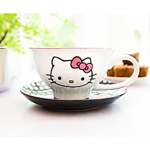 Silver Buffalo Sanrio Hello Kitty Ceramic Teacup and Saucer Set