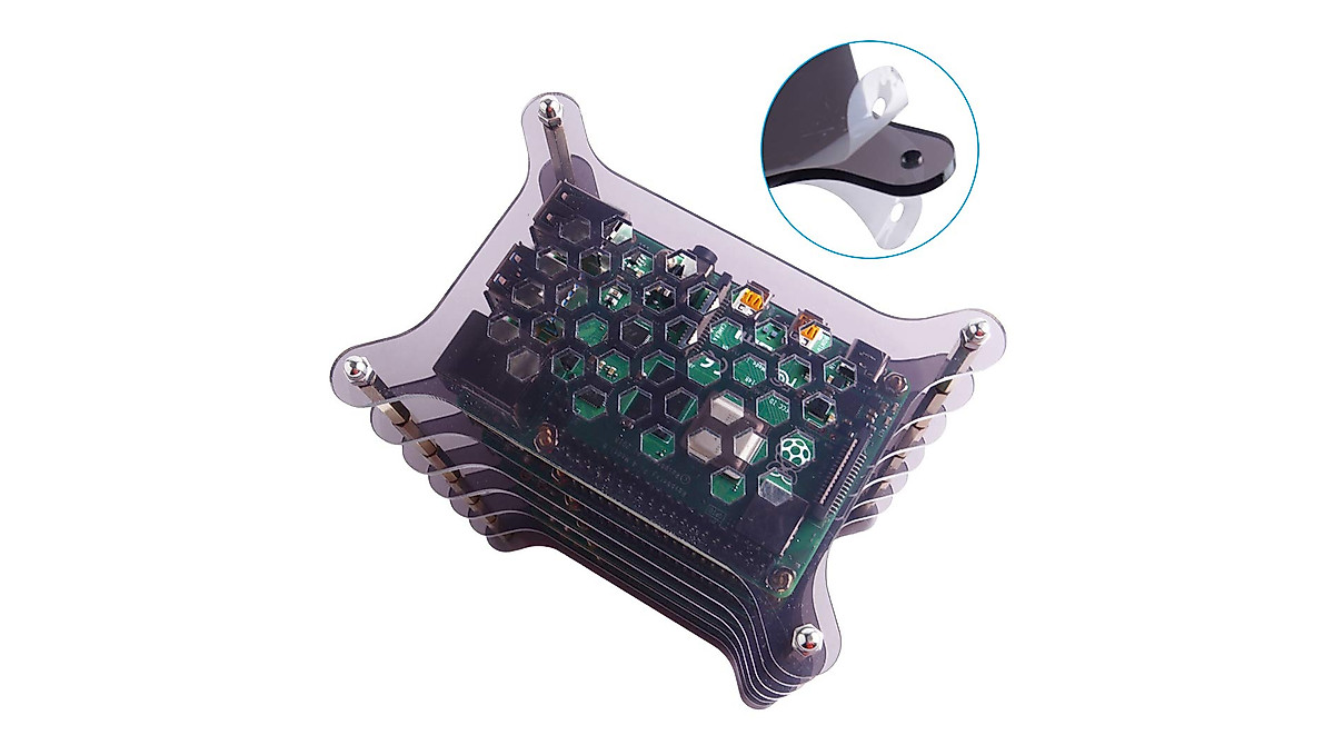 GeeekPi 6-Layers Cluster Case for Raspberry Pi, Pi Rack Case with Raspberry Pi Heatsinks ...