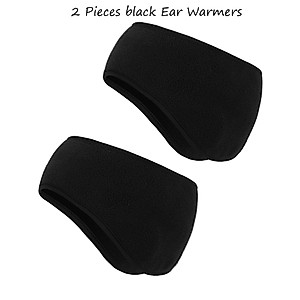 Boao 2 Pieces Ear Warmer Headbands Fleece Winter Headbands for Adult Kids Winter Using (Black)