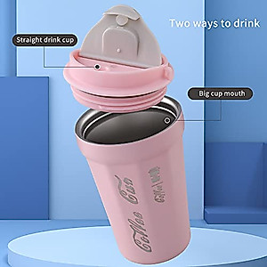 AIWENXIE Coffee Tumbler, Vacuum Insulated Coffee Travel Mug Spill Proof With Leakproof Lid,14 OZ Stainless Steel Water Bottles,For Keep Hot/Ice Coffee,Tea and Beer(pink)