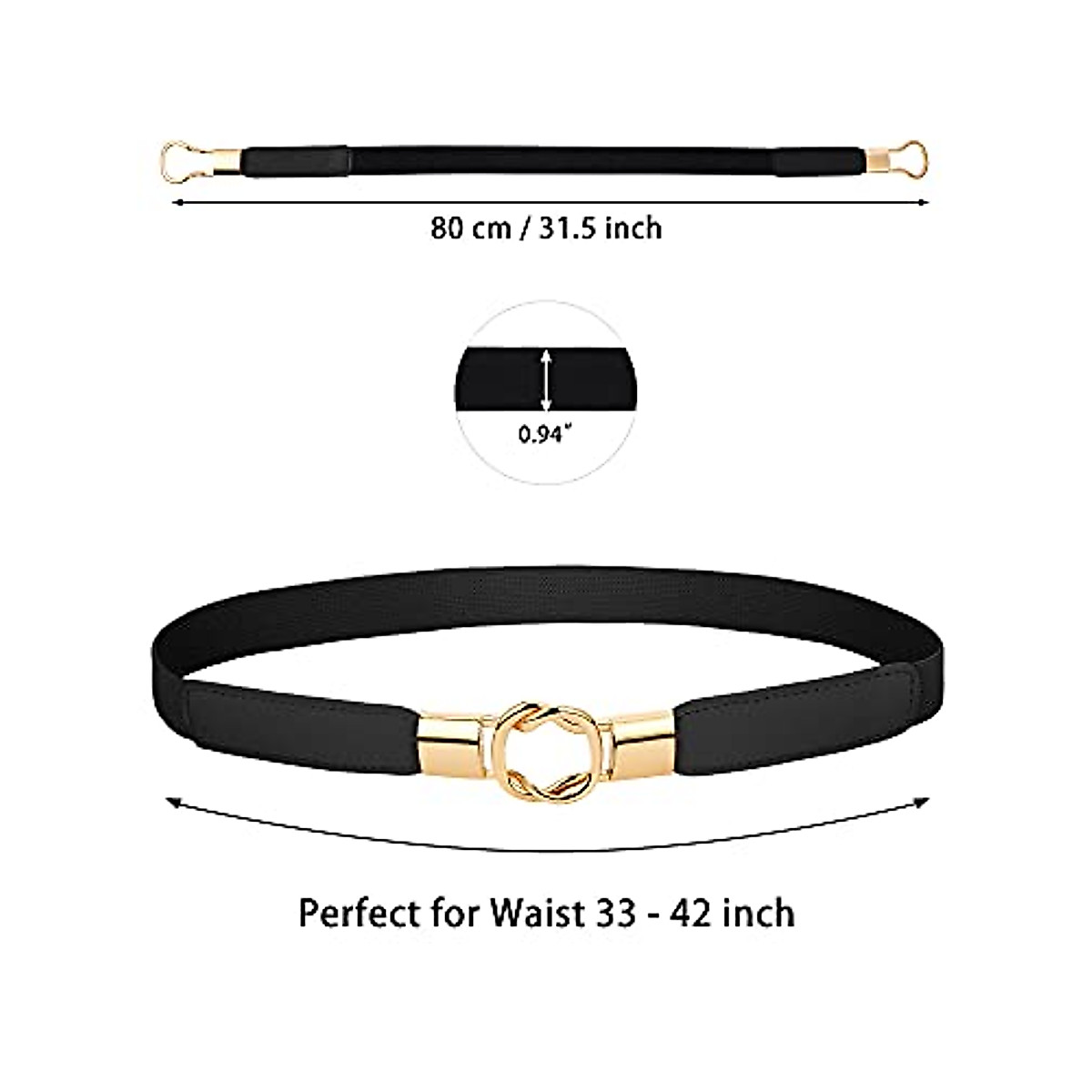 3 Pieces Women Skinny Waist Belt Elastic Thin Belt Waist Cinch Belt for Women Girls Accessories (Medium)