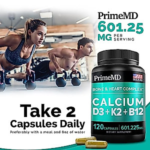 4-in-1 Calcium Supplements for Women & Men - Calcium 600mg with Vitamin D3 K2 B12 - Vitamin D3 K2 5000 IU Supplement for Heart, Bone & Immune Support - Gluten-Free, Non-GMO, Vegan Friendly (120 count)