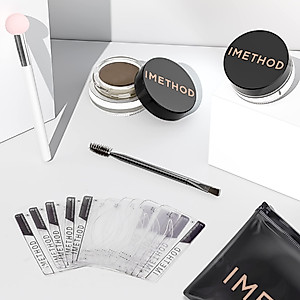 iMethod Eyebrow Stamp and Eyebrow Stencil Kit - Eye Brow Stamping Kit, Brow Stamp Kit, Brow Stencil and Stamp Kit, Brow Trio Eyebrow Kit, Perfect Bushy Eyebrows, Light Brown