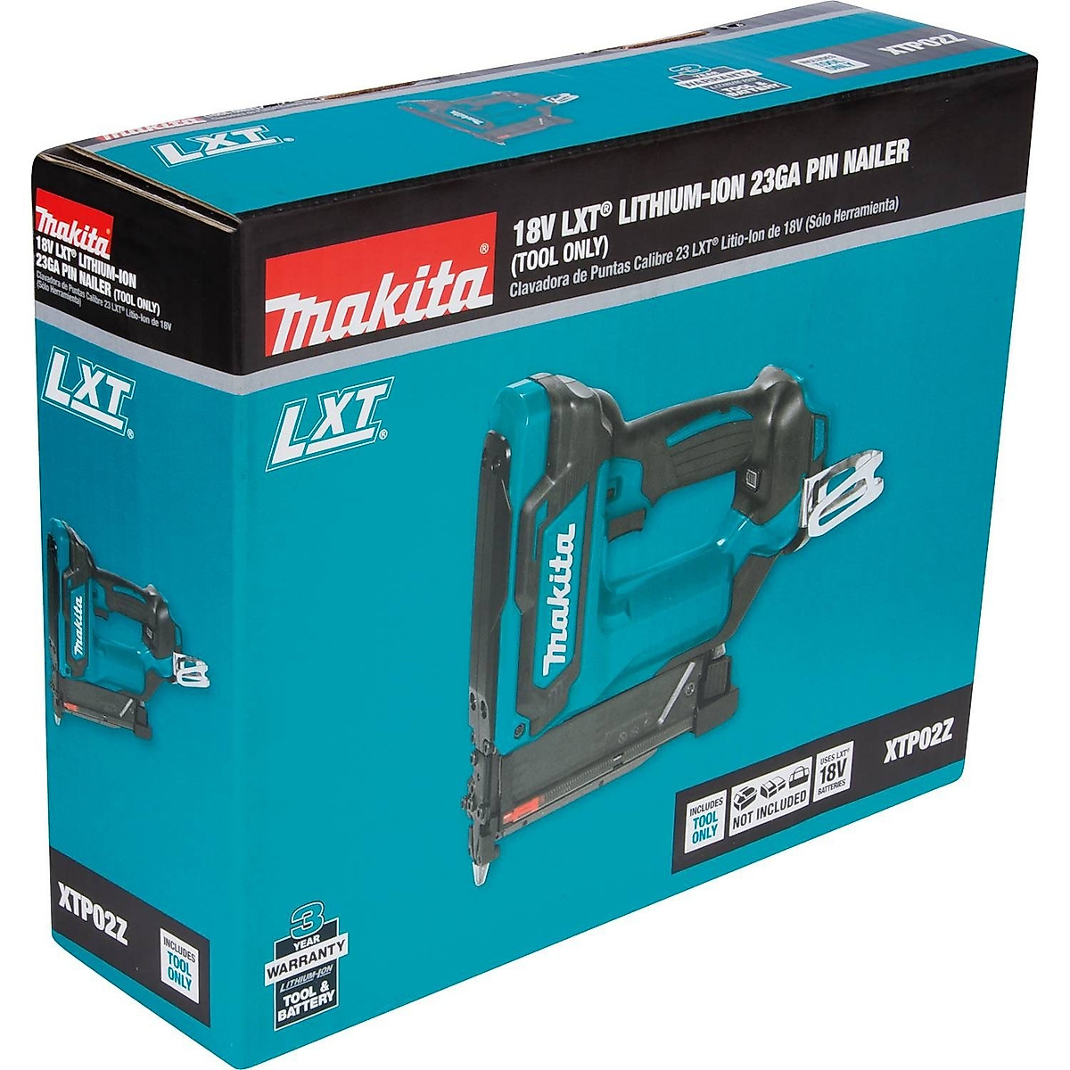 Makita XTP02Z 18V LXT Lithium-Ion Cordless 1-3/8" Pin Nailer, 23 Gauge, Tool Only