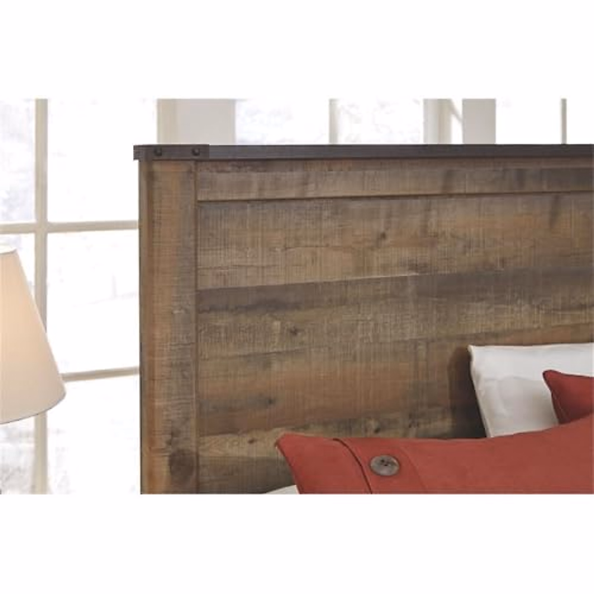 BOWERY HILL Queen Size Panel Bed with Headboard, Footboard, Platform, Wooden Slats in Wood, in Mahogany, No Box Spring Needed, Easy Assembly