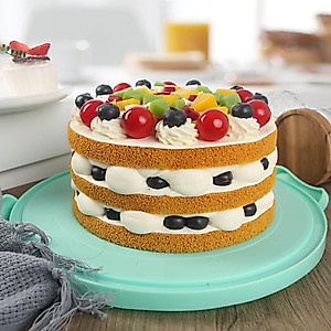 HANSGO Round Cake Carrier, Cake Container with Lid and Handles 3-in-1 Multipurpose Cake Keeper Holder Platter for Cupcake Devil Eggs 10 Inch Cake Dishwasher Safe