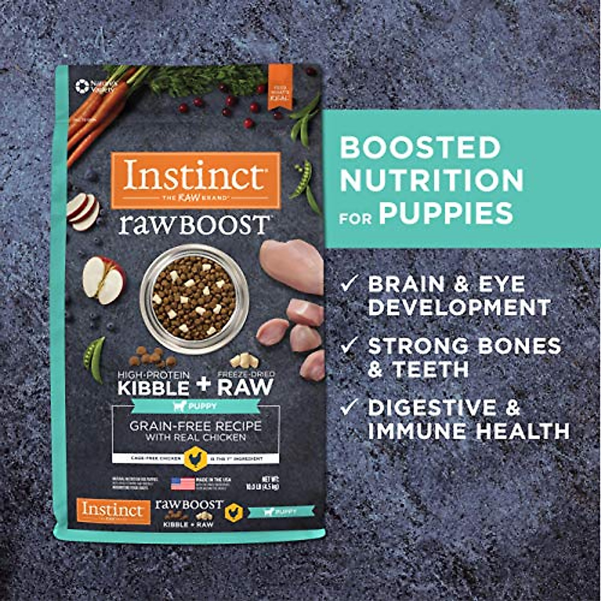 Instinct Raw Boost Puppy Grain Free Recipe with Real Chicken Natural Dry Dog Food, 10 lb. Bag