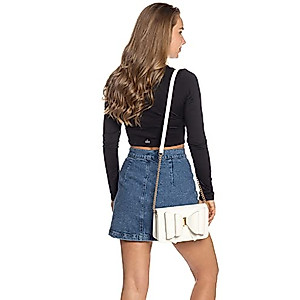 Like Dreams Fashion Crossbody Bag for Women Elegant Bowtie Vegan Leather Chain Meshed Long Strap Shoulder Purse (White)