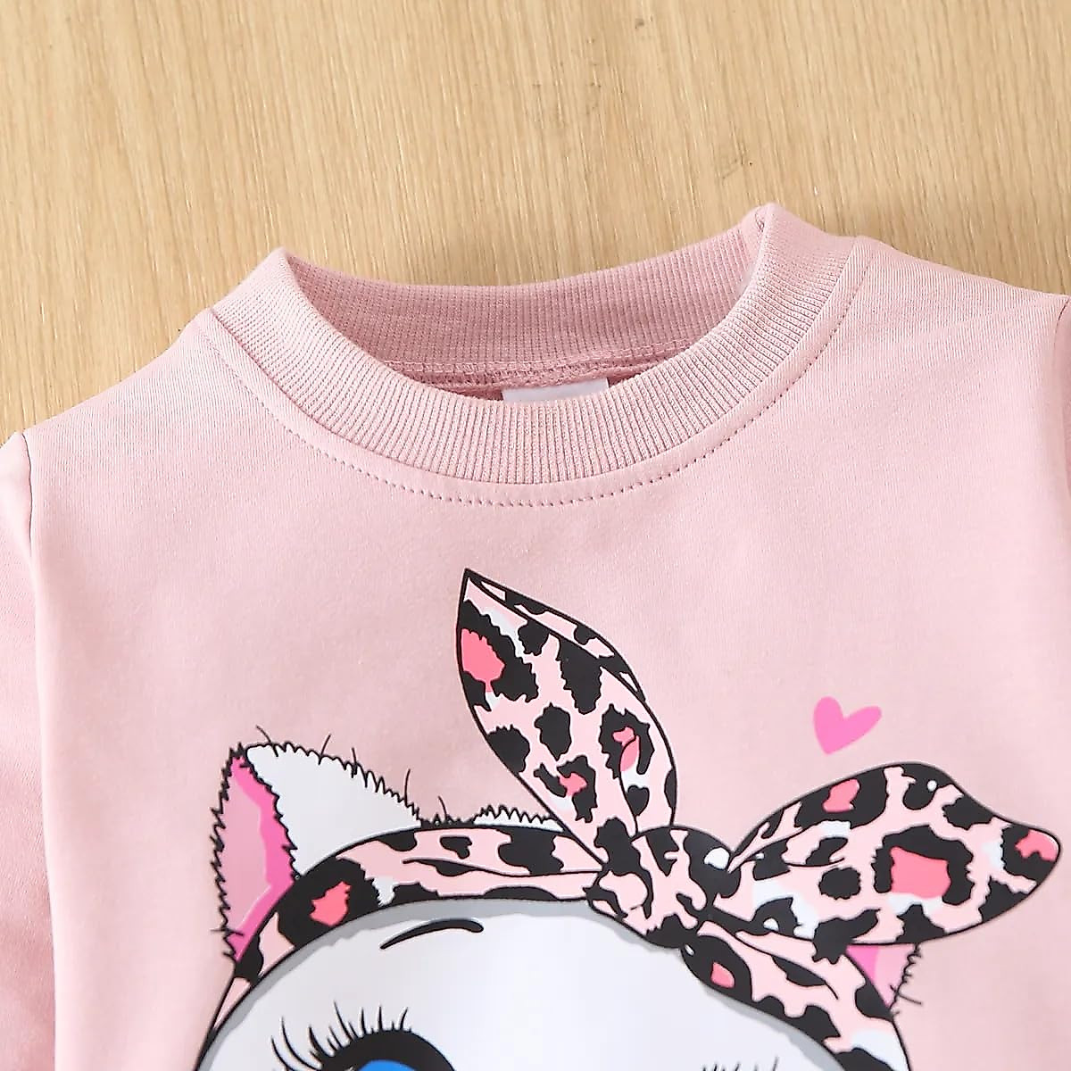 Axumity Toddler Girl Clothes Cat Print Pullover Sweatshirt + Leopard Print Pant 2-Piece Kid Girl Fall Winter Pants Set(4-5T)