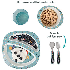 The First Years Disney Dumbo Meal Time Toddler Feeding Supplies - Includes Toddler Plate, Toddler Bowl, Cup, Fork, and Spoon - Baby Feeding Supplies - 5 Count