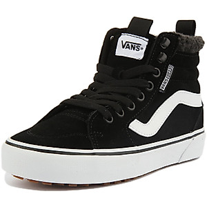 Vans Women's High-Top Sneaker, Suede Black White, 9