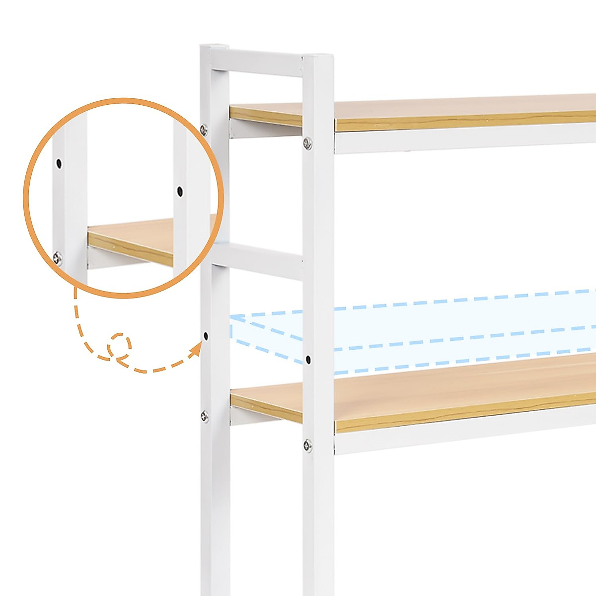 uyoyous Computer Desktop Bookshelf 2-Tier Multipurpose Wood Desk Hutch Bookcase for Computer Desk with Adjustable Shelf Display Rack Organizer, White