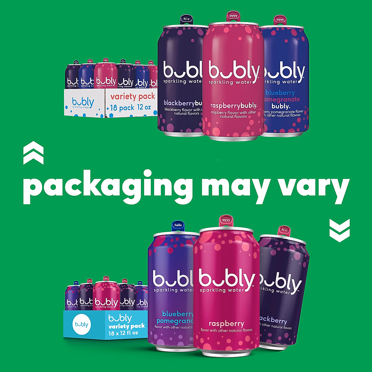 bubly Sparkling Water, Triple Berry Variety Pack, Zero Sugar & Zero Calories, Seltzer Water, 12 Fl Oz Cans (Pack of 18)