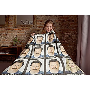 Parks And Recreation Moods and Faces of Super Soft Fleece Throw Blanket, Black, One Size