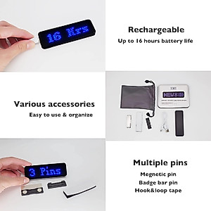 VBLab Wireless Bluetooth LED Name Badge Upgraded Rechargeable Name Tag (Blue)