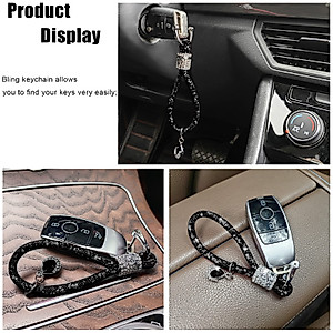 Crystal Car Keychain for Women, Fashion Keychain Accessories With Bling Rhinestones, Universal for Car Key (Black)