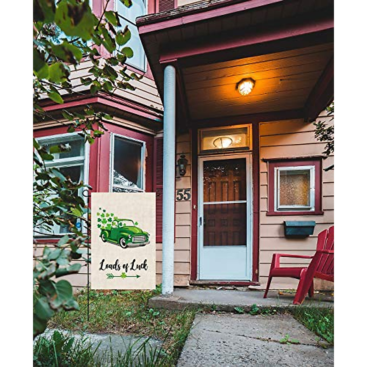 PTFNY St. Patrick's Day Garden Flag Truck Loads of Luck Clovers Irish Green Shamrocks Saint Patrick's Day Yard Flags Double Sided 12 x 18 Inch St. Patty's Outdoor House Yard Lawn Decorations