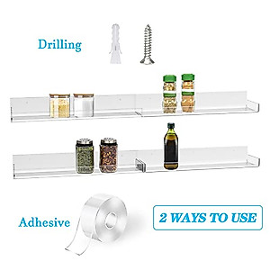 BATHHOLD Acrylic Stove Top Shelf for Kitchen Adhesive with Additional Removable Middle Divider,Non Magnetic Fit 30"