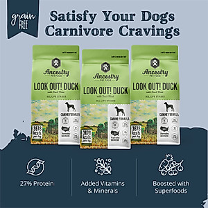 Ancestry Dog Food, Duck Meal & Potato Recipe, Crude Protein, Fiber & Fat, For All Life Stages, Dry Dog Food, Prevent Food Allergies, Improve Gut Health, Grain Free, Immune Support (4 lb. Bag)