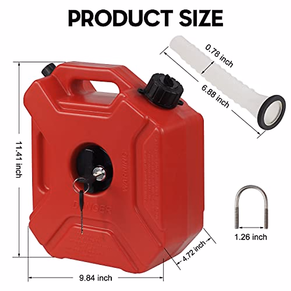 Esploratori 5L 1.3 Gallon Gas Can Fuel Oil Petrol Storage Cans Emergency Backup Tank with Mounting Bracket for Car Motorcycle UTV SUV ATV Off Road Most Cars (Red)