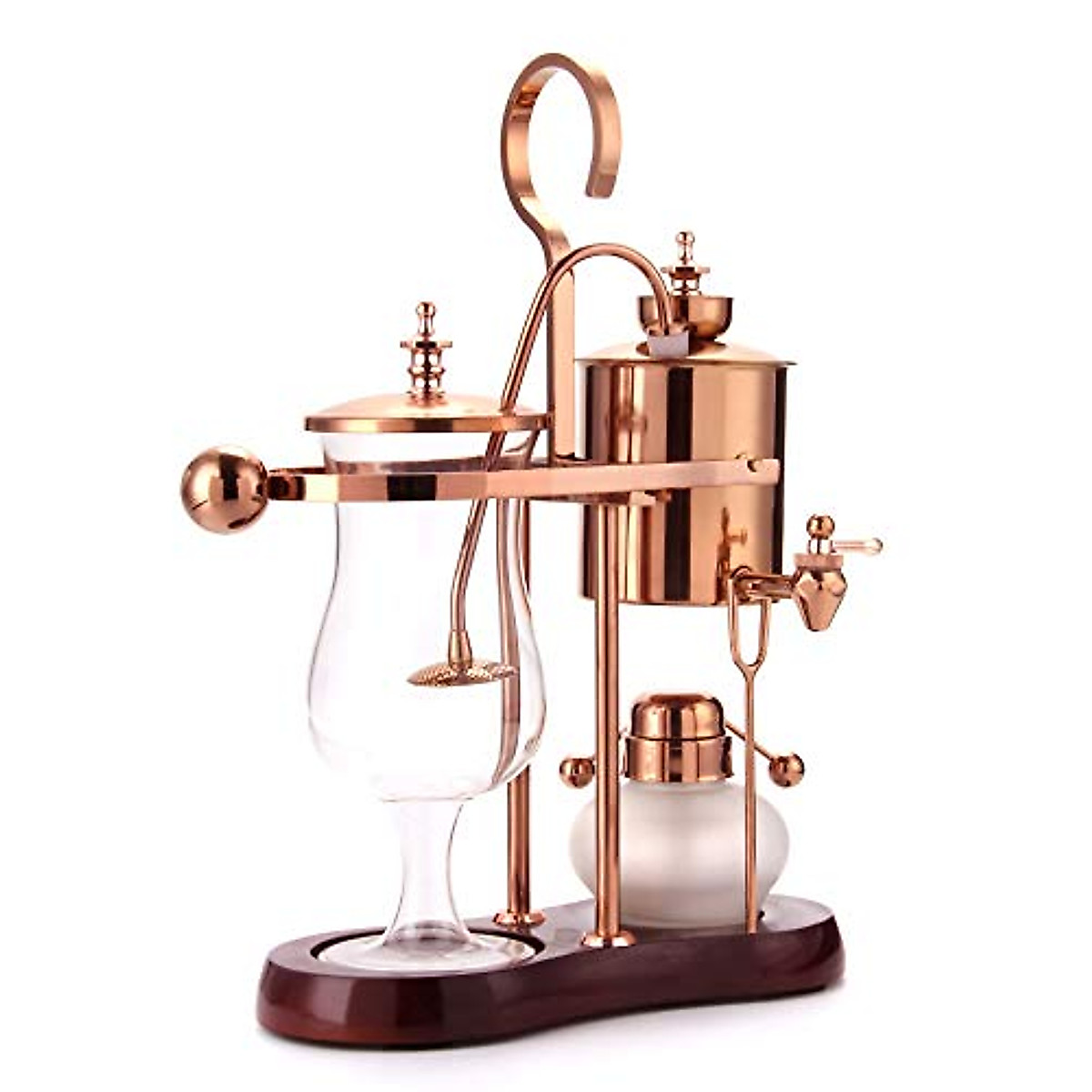 Diguo Belgian/Belgium Luxury Royal Family Balance Syphon Coffee Maker, Siphon Brewer, Elegant Design Retro-Style (Polished Rose Gold)