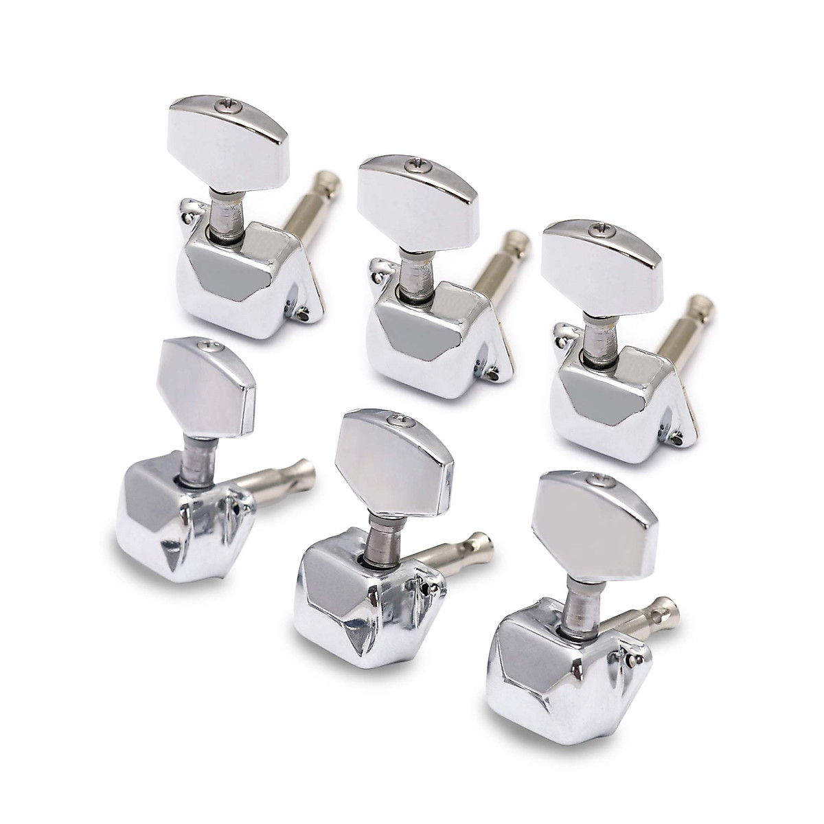 Metallor Semiclosed String Tuning Pegs Machine Heads Tuners 3L 3R Electric Acoustic Guitar parts Replacement Set of 6Pcs Chrome. (3L+3R)