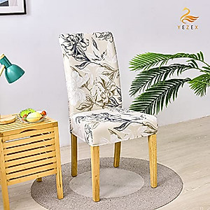YEZEX Chair Covers for Dining Room Set of 2 Stretchable Washable Removable Kitchen Chair Slipcovers Protector for Dining Room, Hotel, Ceremony (Flower Shadow)