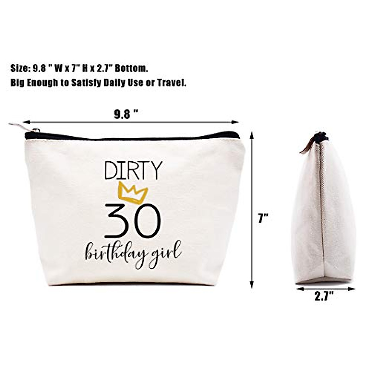LIBIHUA Dirty 30 Birthday Girl - Funny 30th Birthday Gift for Women,Her,Sister,Daughter,Best Friend,Coworker - Turning Thirty Gift - 30 Years Old Gift - Makeup Bag Cosmetic Bag Travel Pouch Gift