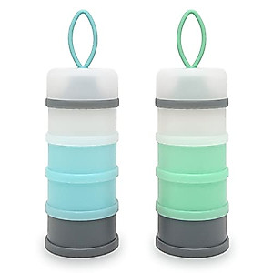 LADISO Baby Formula Dispenser, Formula Container, Portable Milk Powder Dispenser Container, Baby Feeding Travel Storage Container, Non-Spill Stackable Baby Snack Storage Container, BPA Free, 2 Packs